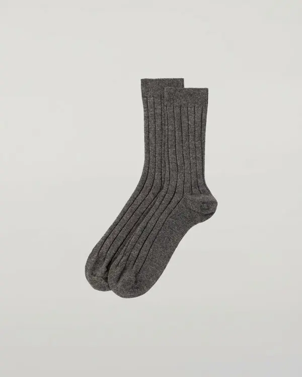 Johnstons Of Elgin Fleming Mid Cashmere Socks - Grey