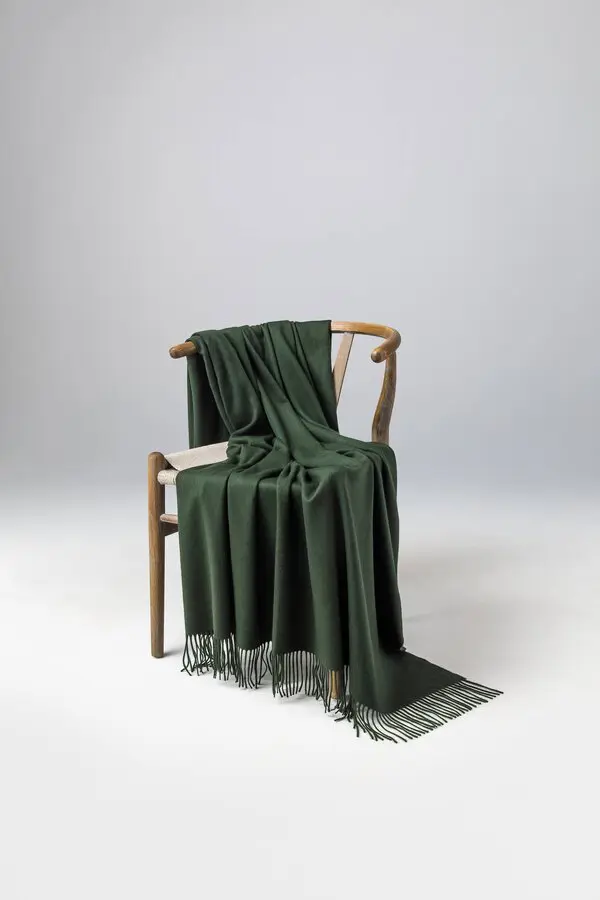 Johnstons Of Elgin Dark Cashmere Throw - Green