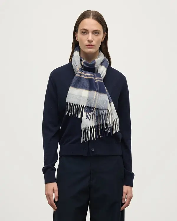 Johnstons Of Elgin Silver Bannockbane Tartan Merino Scarf