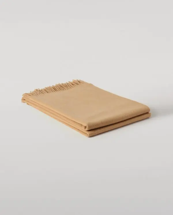 Johnstons Of Elgin Plain Camel Cashmere Throw - Brown