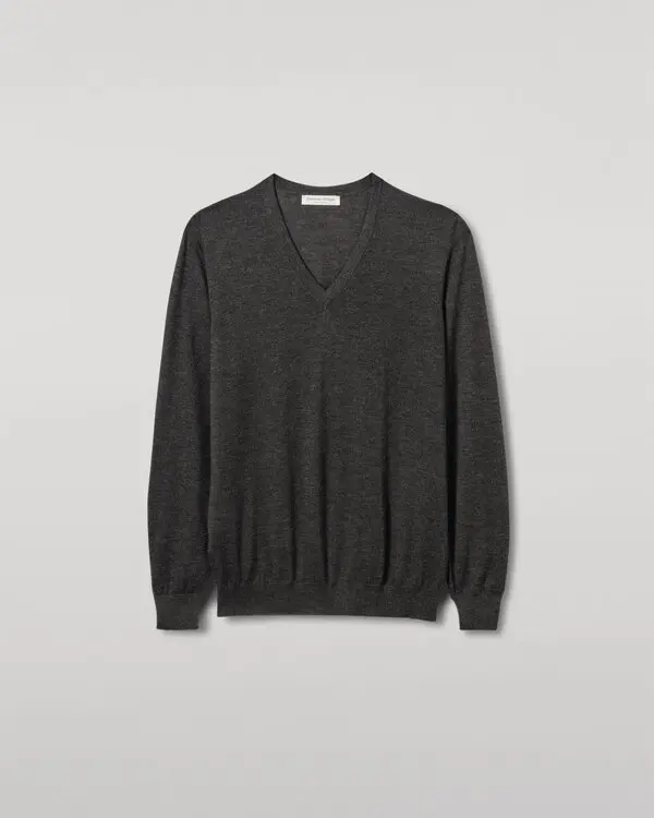 Johnstons Of Elgin Fin V-neck Superfine Cashmere Jumper - Grey