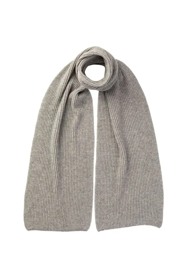 Johnstons Of Elgin Light Cashmere Ribbed Scarf - Grey