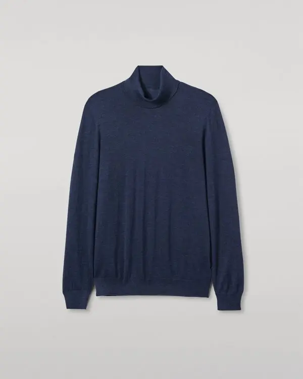 Johnstons Of Elgin Fin Cashmere Roll Neck Jumper - Navy