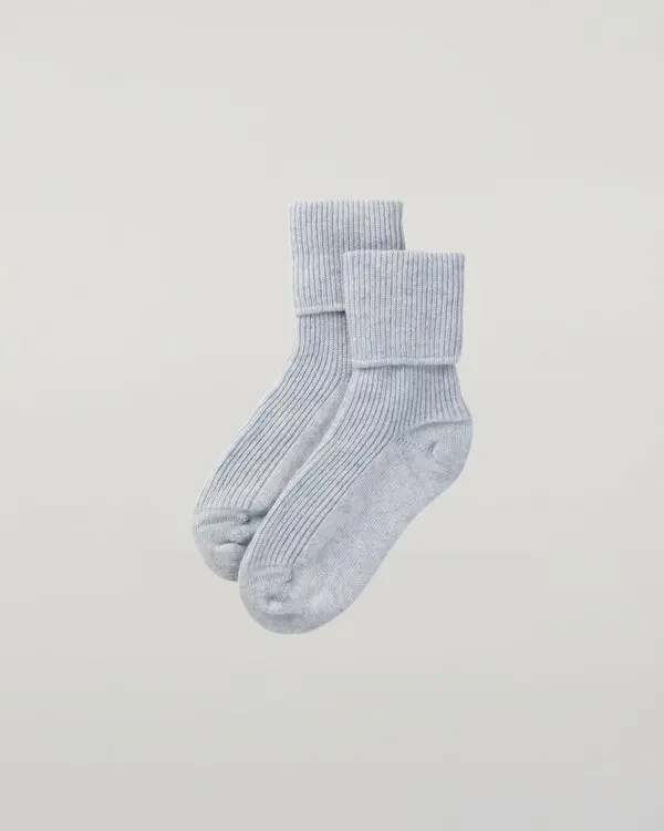 Johnstons Of Elgin Cashmere Lounge Socks - Blue