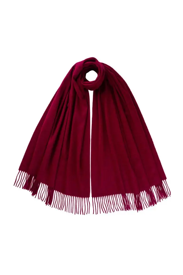 Johnstons Of Elgin Dark Cashmere Stole - Red
