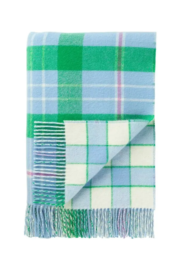 Johnstons Of Elgin Vibrant Reversible Lambswool Throw In Bordered Block Check