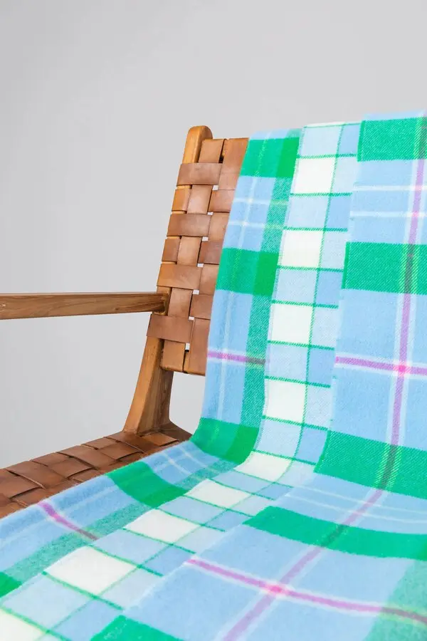 Johnstons Of Elgin Vibrant Reversible Lambswool Throw In Bordered Block Check