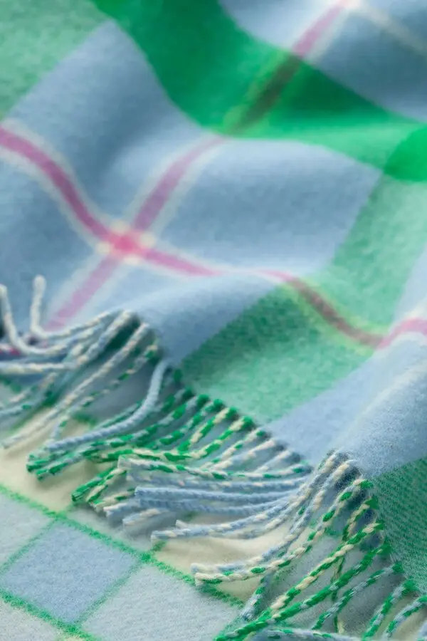Johnstons Of Elgin Vibrant Reversible Lambswool Throw In Bordered Block Check