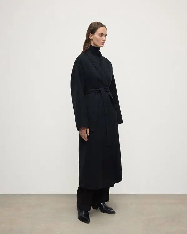 Johnstons Of Elgin Cashmere Wrap Coat - Black