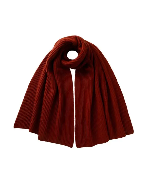 Johnstons Of Elgin Cardigan Stitch Dark Cashmere Scarf - Red