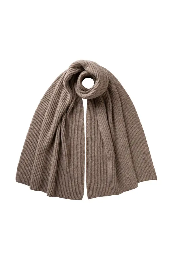 Johnstons Of Elgin Cardigan Stitch Light Cashmere Scarf - Brown