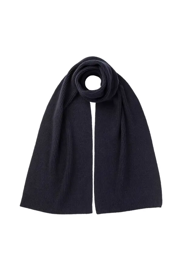 Johnstons Of Elgin Ribbed Dark Cashmere Scarf - Navy