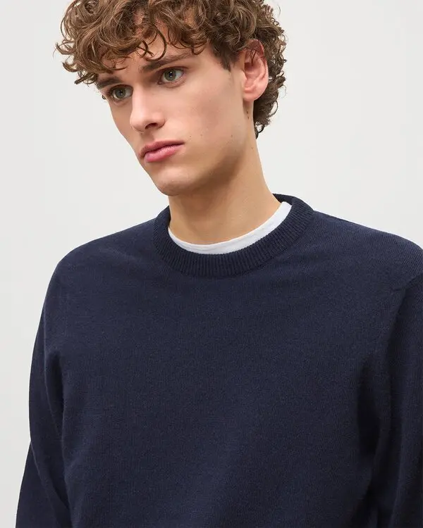 Johnstons Of Elgin Cashmere Crew Neck Jumper - Navy