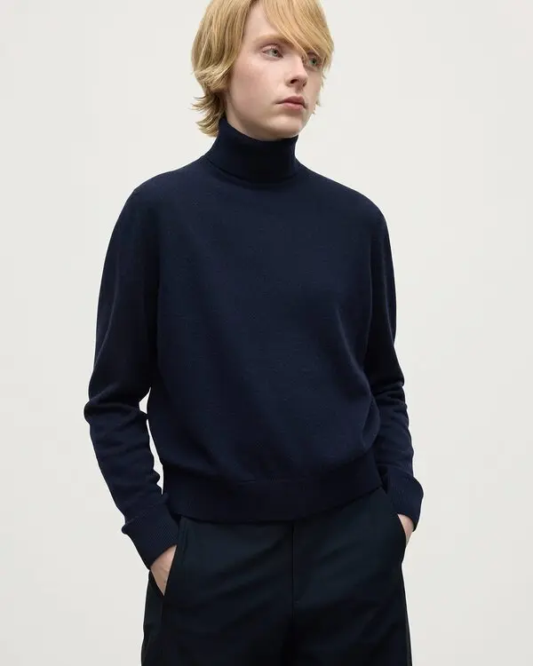 Johnstons Of Elgin Cashmere Roll Neck Jumper - Navy
