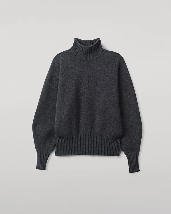 Johnstons Of Elgin High Neck Cashmere Jumper - Grey