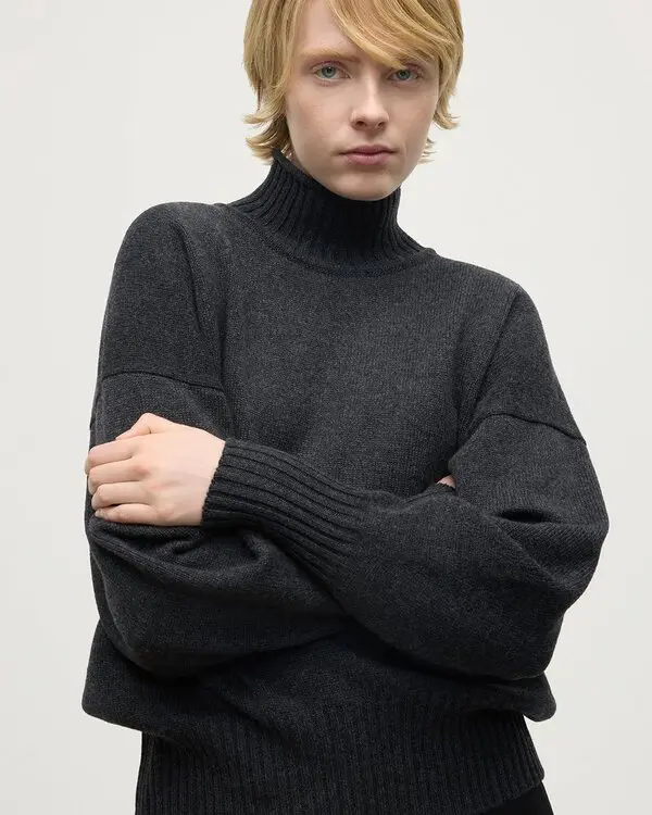 Johnstons Of Elgin High Neck Cashmere Jumper - Grey