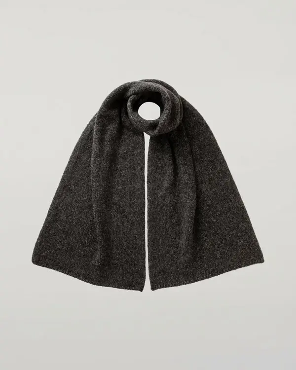 Johnstons Of Elgin Cashmere Bouclé Charcoal Scarf - Grey