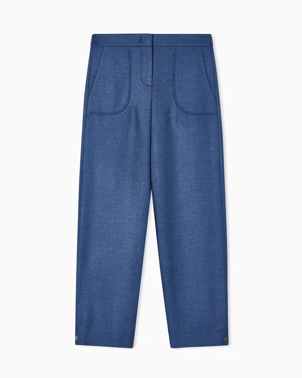 Giorgio Armani Straight-leg Silk And Wool Trousers - Blue
