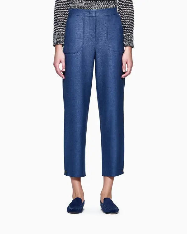 Giorgio Armani Straight-leg Silk And Wool Trousers - Blue