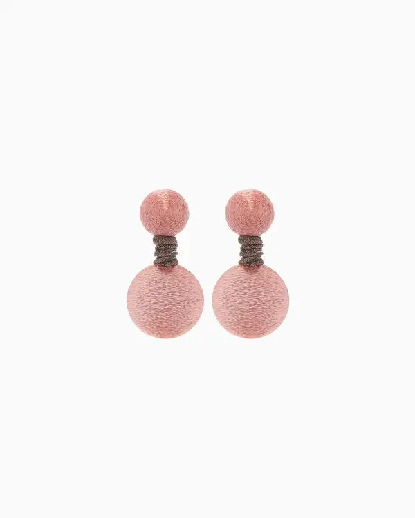 Giorgio Armani Earrings With Fabric-effect Circular Pendant - Orange
