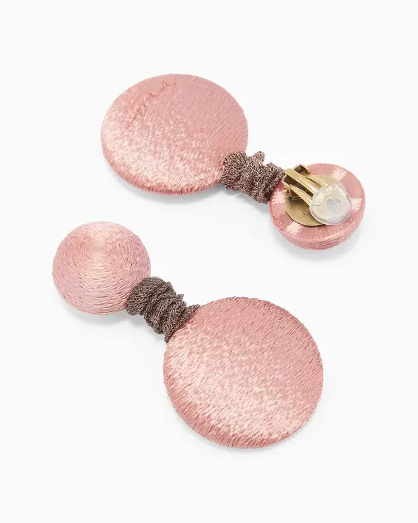Giorgio Armani Earrings With Fabric-effect Circular Pendant