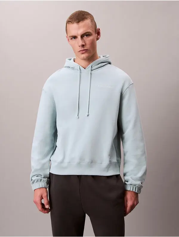 Calvin Klein Cotton Terry Blend Sleep Hoodie - Cloud Blue