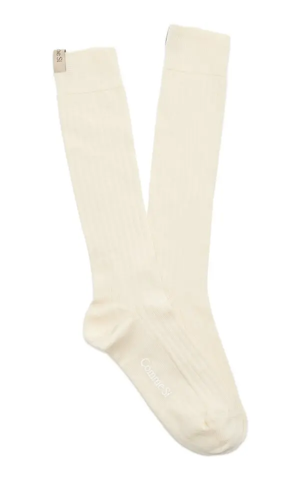 Comme Si The Tall Yves Cotton Socks - White