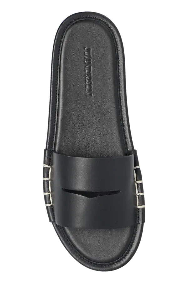 JW Anderson Leather Slides - Black