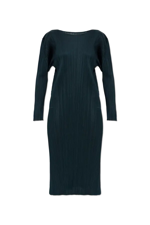 Issey Miyake Pleated Midi Dress - Green
