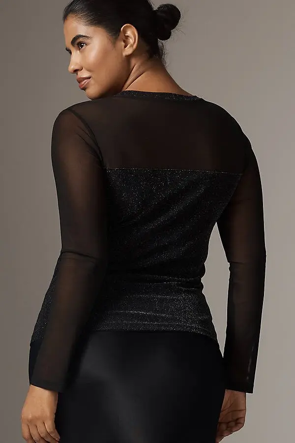 Sanctuary Plus Long-sleeve Sparkle Top - Black