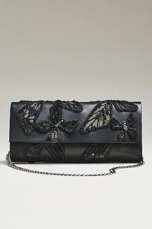 Deepa Gurnani Monarch Beaded Clutch