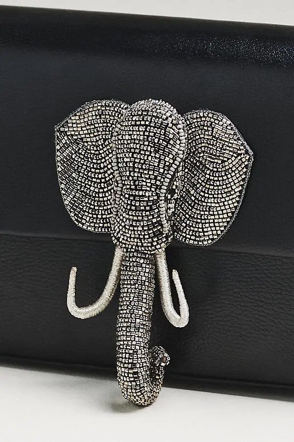 Deepa Gurnani Beaded Elephant Clutch