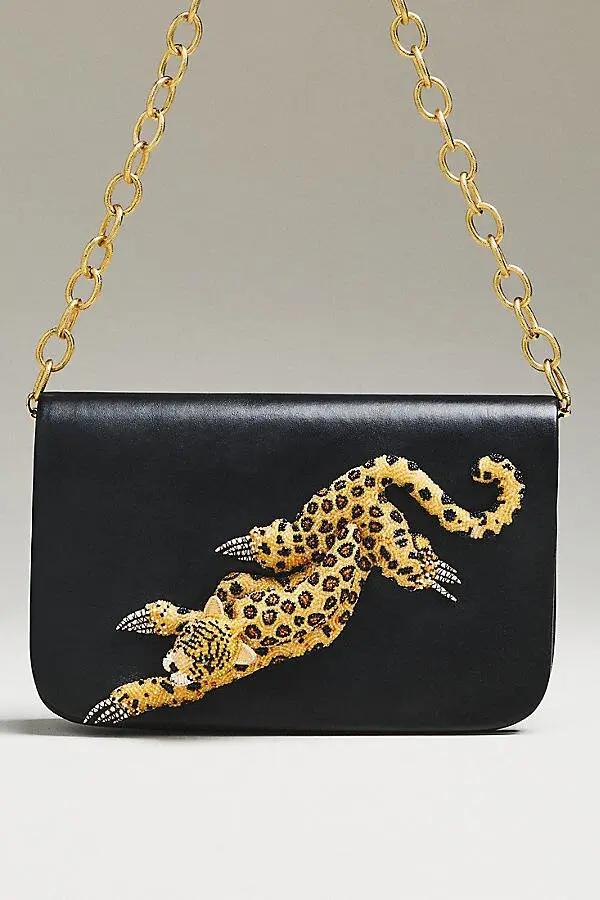 Deepa Gurnani Leopard Clutch