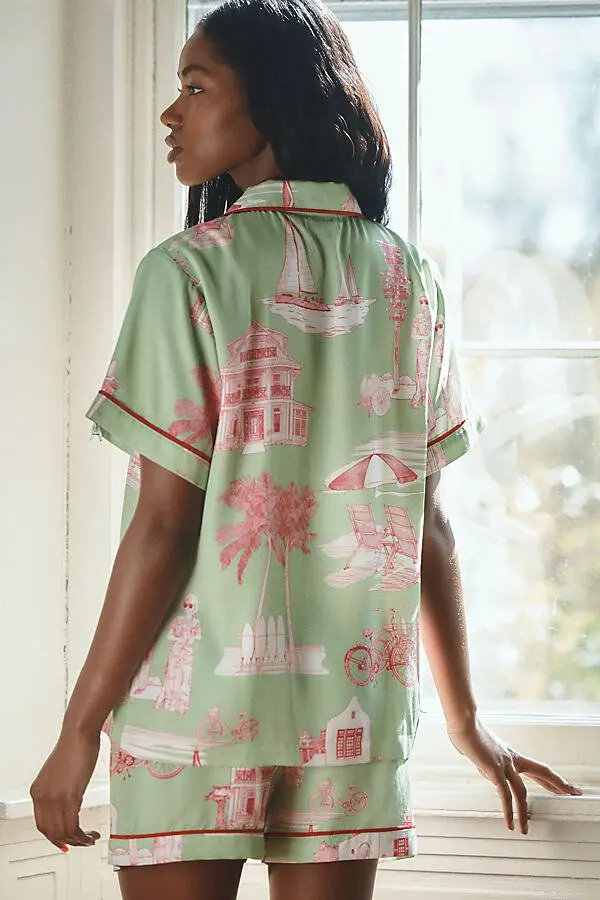 KATIE KIME City Toile Pajama Short Set - Florida