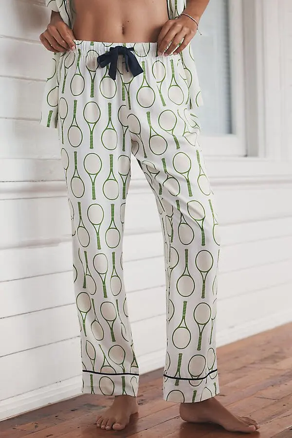 KATIE KIME Tennis Time Short-sleeve Top & Pants Pajama Set