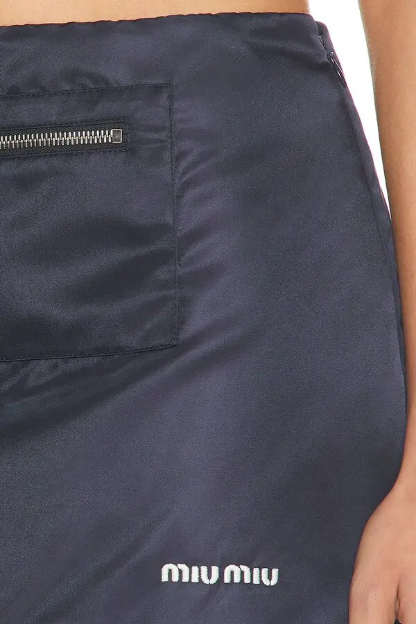Miu Miu Nylon Gazare Pile Skirt - Bleu