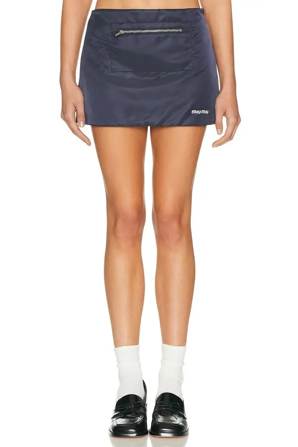 Miu Miu Nylon Gazare Pile Skirt