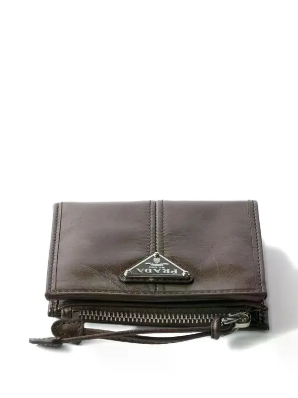 Prada Triangle Logo Zip Leather Wallet