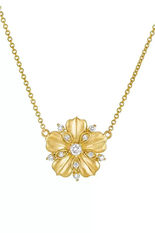 TANYA FARAH Jasmine Bloom Diamond Pendant - Gold