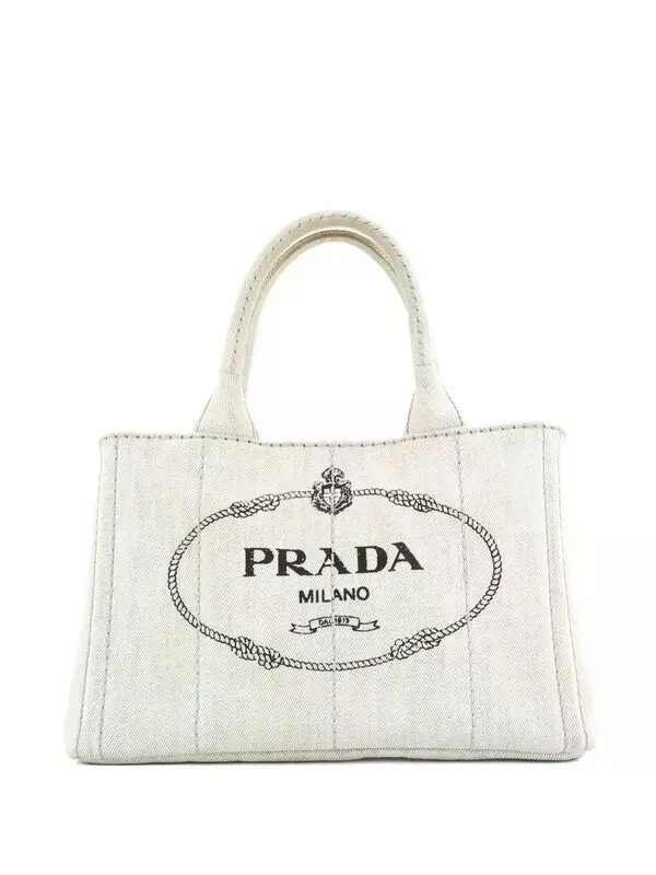 Prada Canapa Convertible Denim Mini Tote Bag