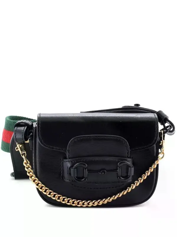 Gucci Horsebit 1955 Flap Wallet With Strap - Black