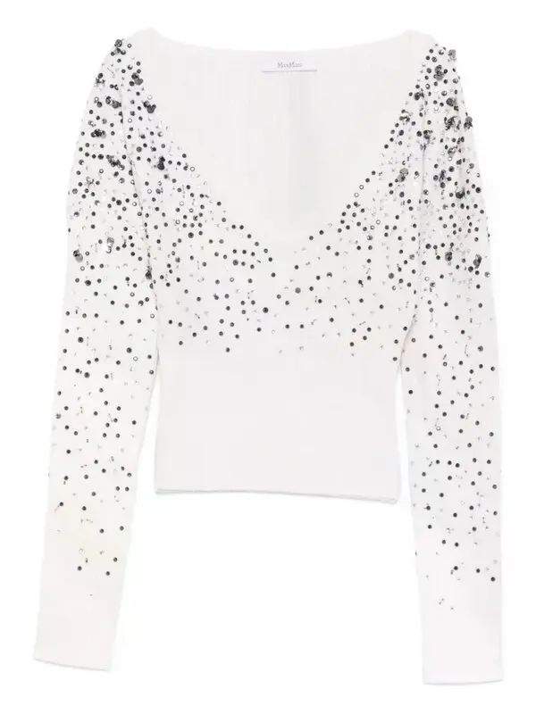Max Mara Sequin Embellished Knitwear - White