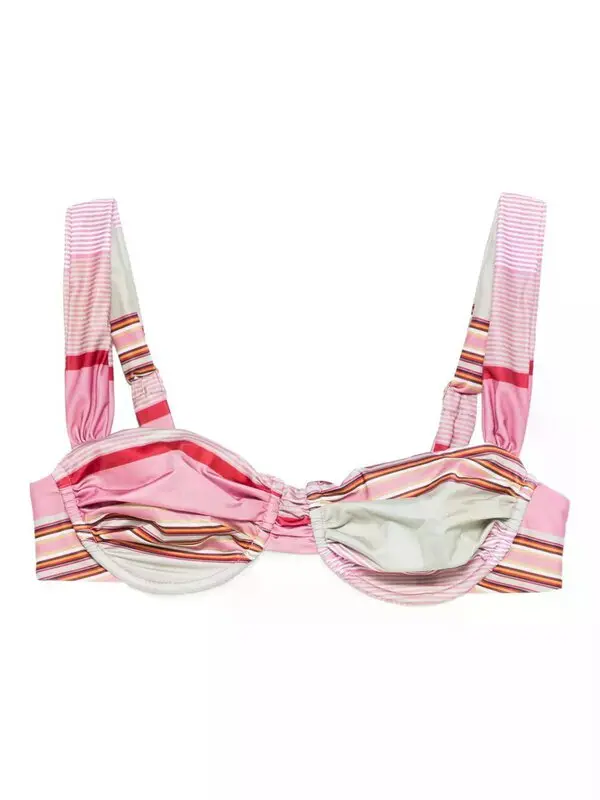 Faithfull The Brand Sol Striped Ruched Bikini Top - Pink