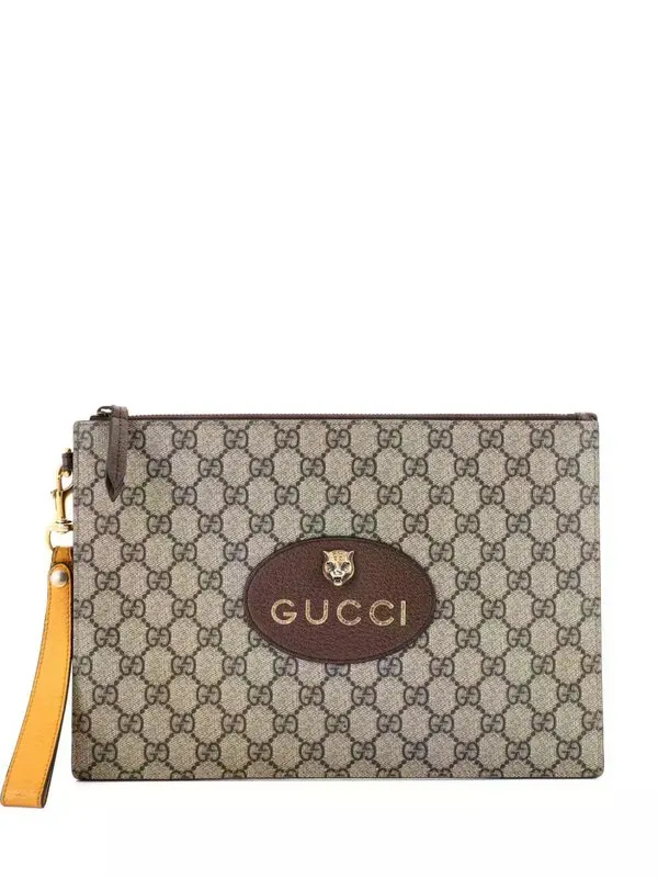 Gucci Neo Vintage Gg Coated Canvas Wristlet Pouch