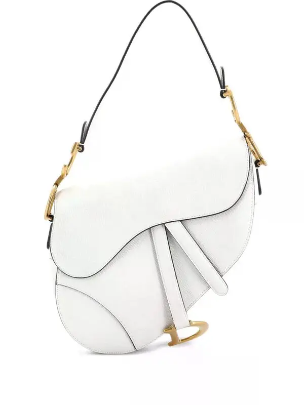 Dior Saddle Handbag With Strap - White