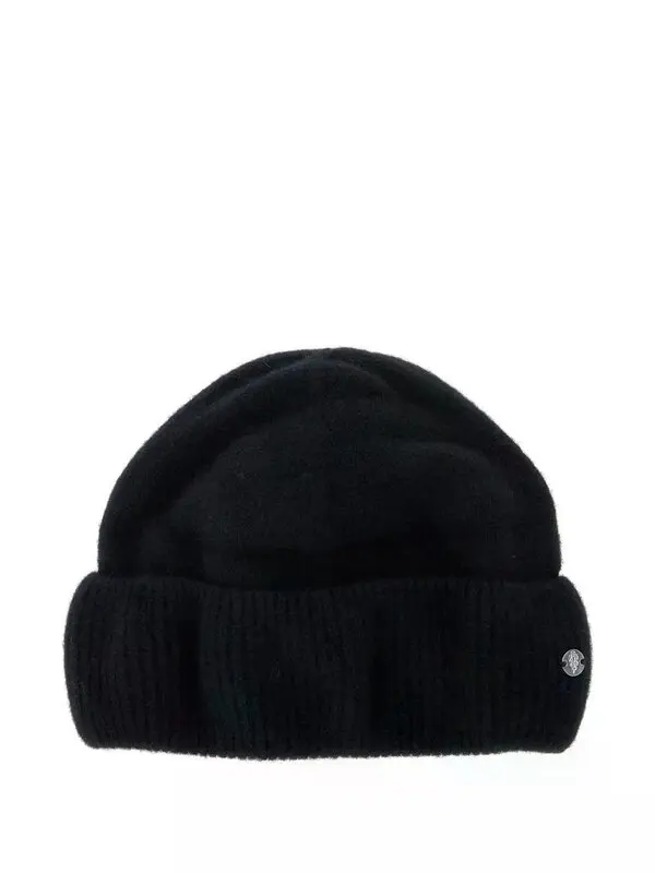 Helen Kaminski Ribbed Beanie With Logo Plaque - Black