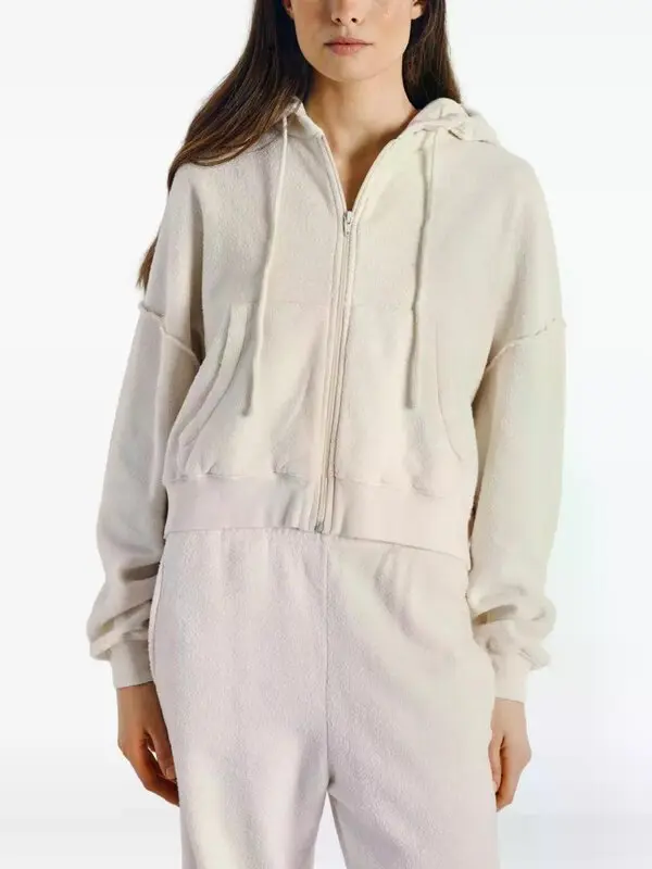 American Vintage Zip-up Textured Terry Hoodie - Neutrals
