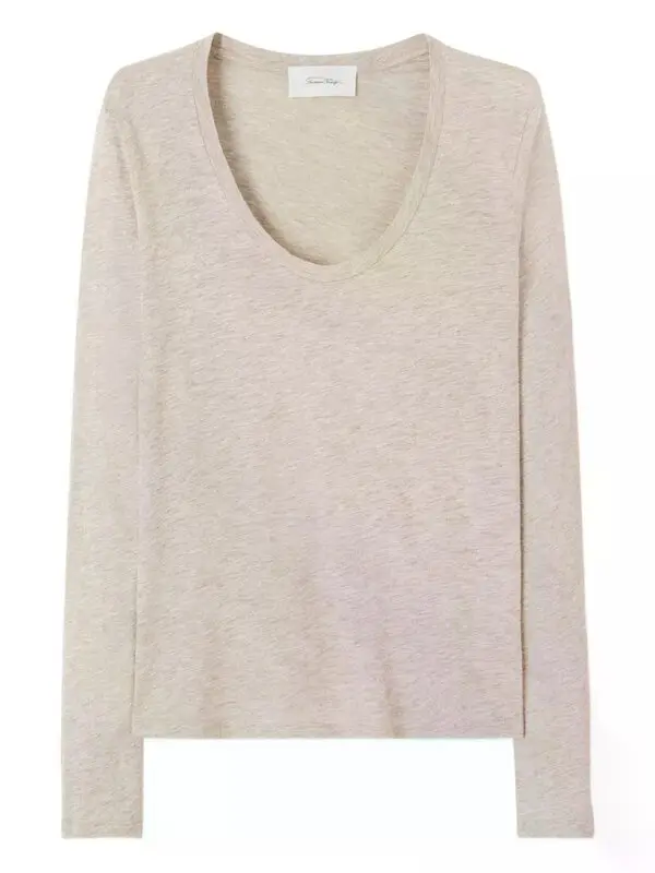 American Vintage Long-sleeved Scoop-neck T-shirt - Neutrals