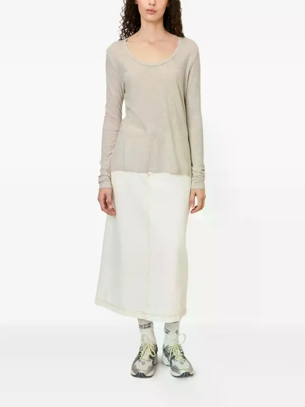 American Vintage Long-sleeved Scoop-neck T-shirt - Neutrals