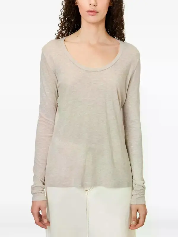 American Vintage Long-sleeved Scoop-neck T-shirt - Neutrals
